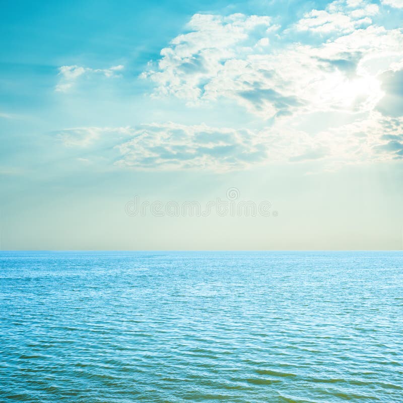 Blue Sea and Cloudy Sky Over it Stock Image - Image of horizon, cloudy ...