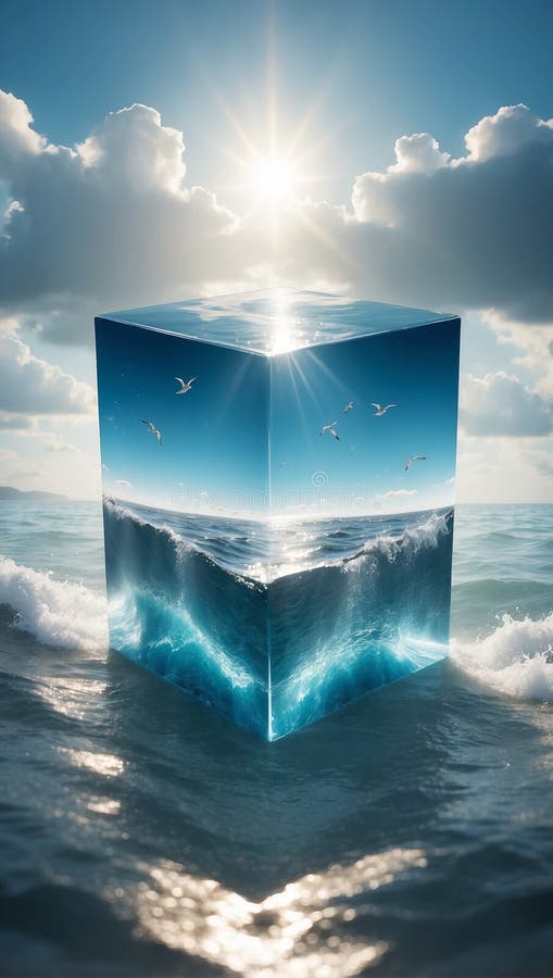 Blue Sea Cube Environment Concept Stock Illustration - Illustration of ...