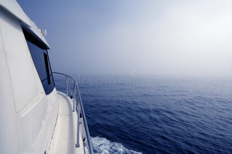 Blue Sea in a Foggy Day Low Visibility Stock Photo - Image of light ...