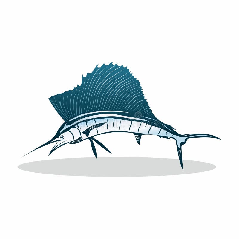 Blue Sea Gradient Marlin Sailfish, Isolated Sailfish Vector Design ...
