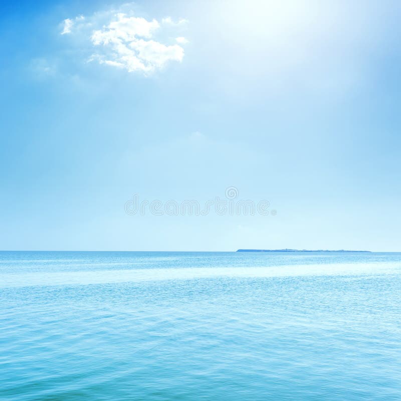 Blue Sea and Clouds in Sky with Sun Stock Image - Image of heaven ...