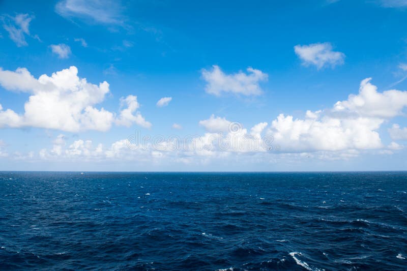 Blue Sea Perfect Sky White Clouds Nature Landscape Stock Image - Image ...