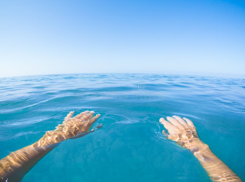 Blue Sea Point of View from First Person Stock Photo - Image of beauty ...