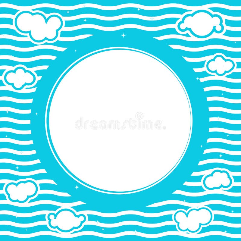 Blue sea round frame stock vector. Illustration of retro - 11637149