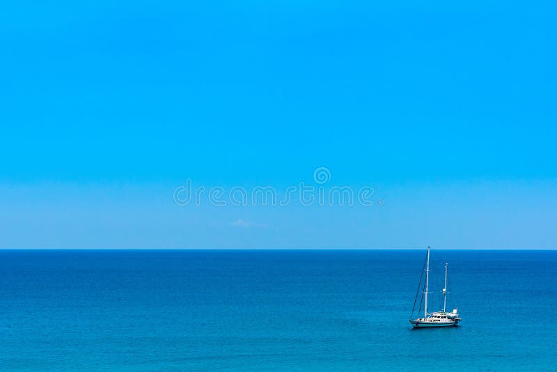 Blue Sea with Sailboat Sailing the Ocean. Stock Image - Image of ocean ...