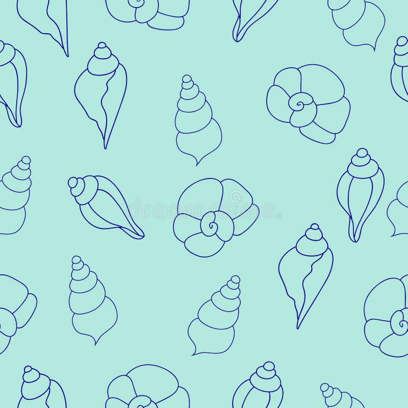 Vector Seamless Pattern Line Drawing Shells Stock Illustrations – 606 ...