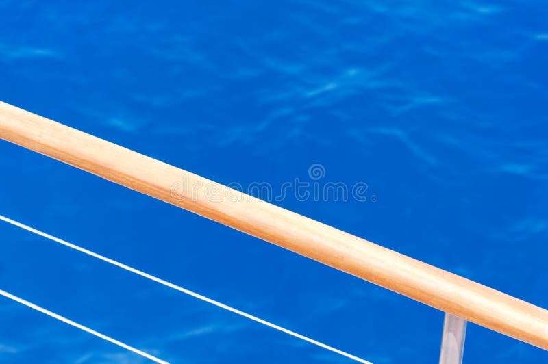 Blue Sea and Ship Rail Background Stock Image - Image of brown, ocean ...