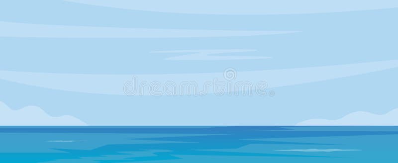 Blue Sea and Sky Background. Calm Sea Surface, Sky, Clouds Stock Vector ...