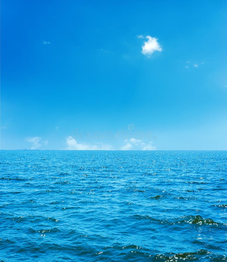 Blue Sea and Sky with Clouds Stock Photo - Image of season, heaven ...