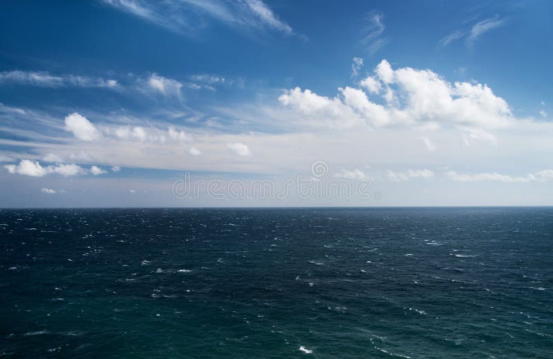 Blue Sea and Sky, Horizon Line. Seascape Stock Photo - Image of sunny ...