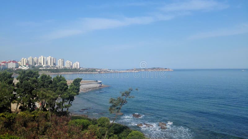 Blue Sea and Blue Sky in a Seaside City of China Stock Photo - Image of ...