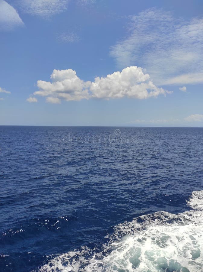 Blue Sea and Blue Sky, White Wave and White Cloud, Perfect Stock Photo ...