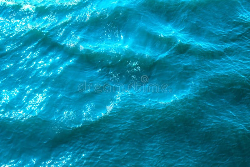 Blue Sea Surface with Sunlight, Top View Stock Image - Image of marine ...