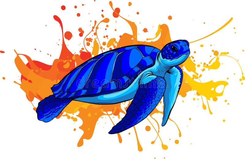 Vector Blue Sea Turtle on Colored Background Stock Vector ...