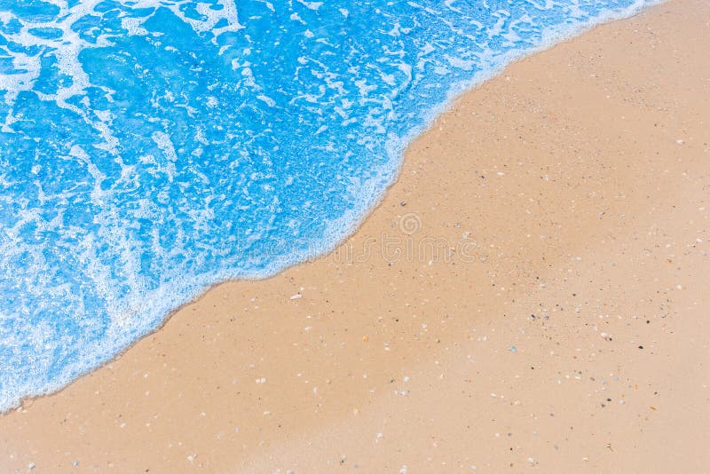 Blue Sea Water on Light Yellow Beach Sand Stock Image - Image of ...