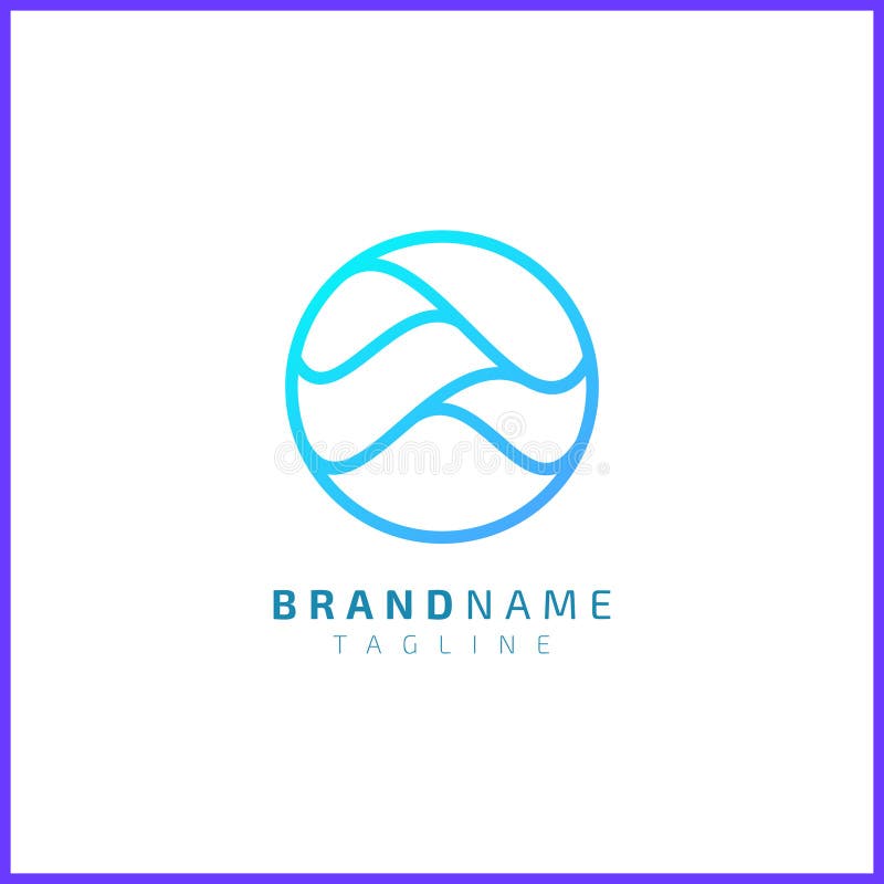 Blue Sea Wave Design in a Circle. Simple and Minimalist Vector Stock ...