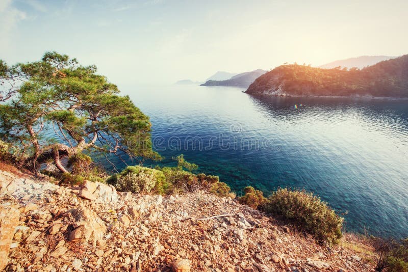 Blue Sea Wave of Mediterranean on Turkish Coast Stock Photo - Image of ...