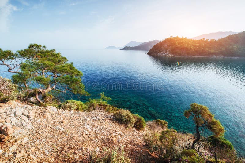 Blue Sea Wave of Mediterranean on Turkish Coast Stock Photo - Image of ...