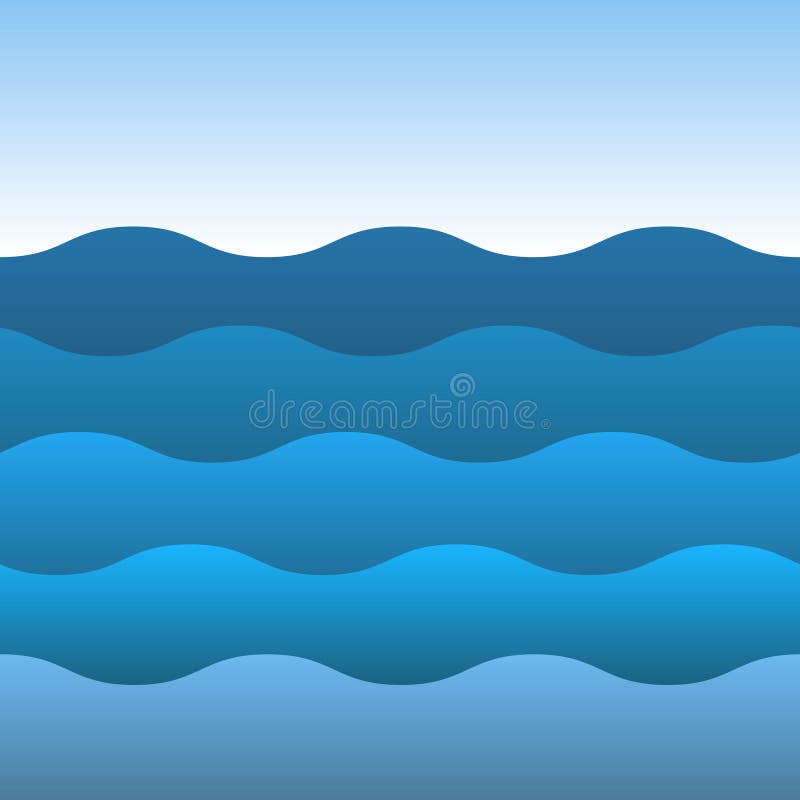 Blue Sea Wave, Ocean and Sky Vector. Stock Vector - Illustration of ...