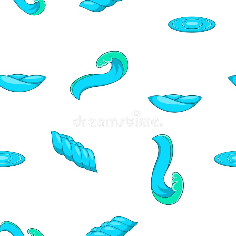 Blue Sea Wave Pattern, Cartoon Style Stock Vector - Illustration of ...