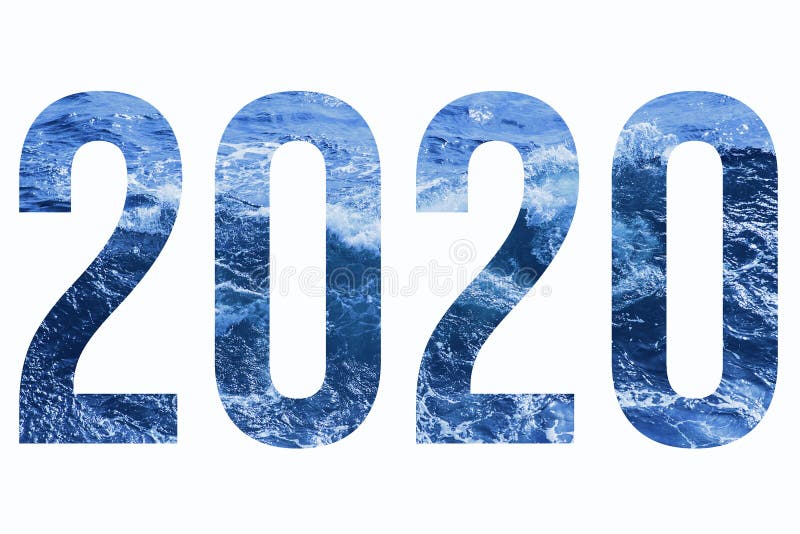 2020 Isolated Numbers with Blue Sea Texture Stock Image - Image of ...