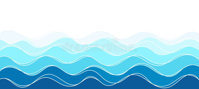 Blue Sea Waves. Ocean Waves Pattern, Beach Coastline Stock Vector ...