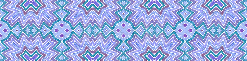 Blue Seamless Border Scroll. Geometric Watercolor Stock Illustration ...