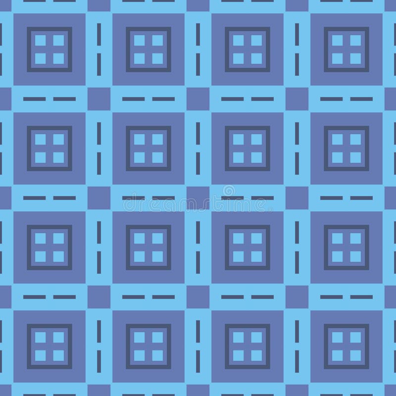 Blue Seamless Geometric Pattern with Different Combinations of Squares ...