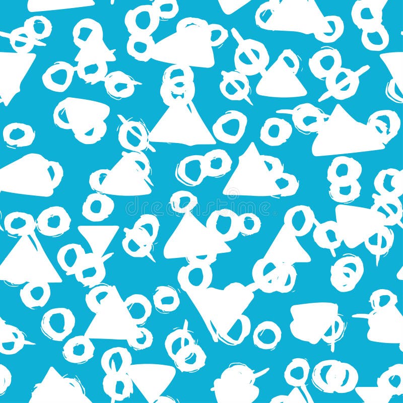 Blue Seamless Pastel Geometric Pattern of Triangles Circle by Hand ...