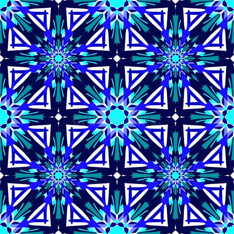 Blue Seamless Pattern Beautiful Abstract Vintage Tribal Background ...