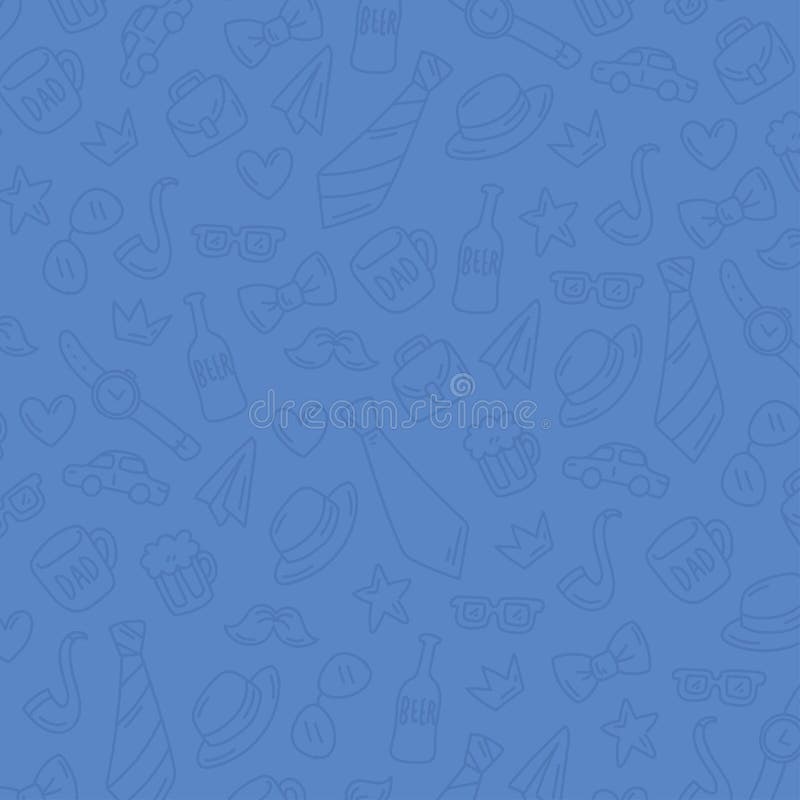 Blue Seamless Pattern with Different Father Day Objects Related Vector ...