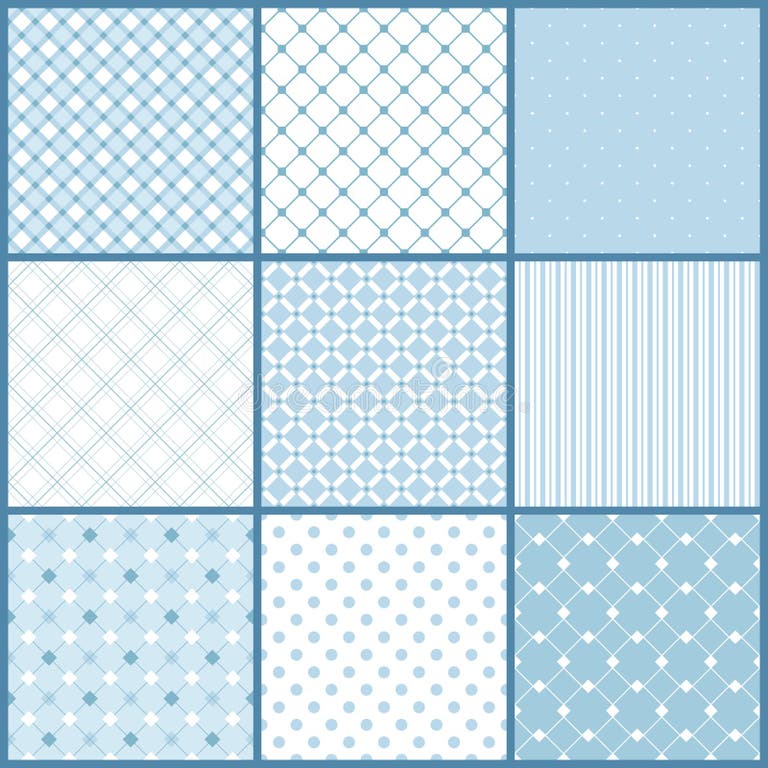 Blue seamless patterns set stock vector. Illustration of artistic ...