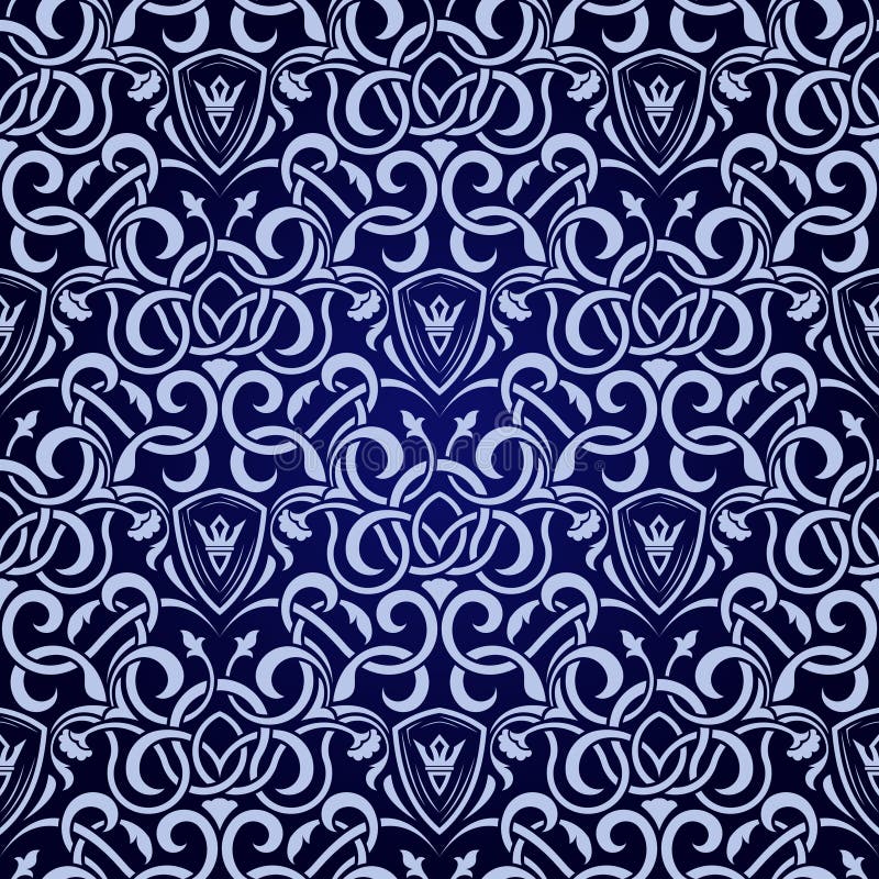Blue seamless wallpaper stock vector. Illustration of decor - 9875767