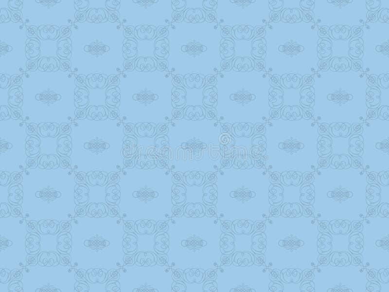 Blue Seamless Wallpaper Pattern Stock Illustration - Illustration of ...
