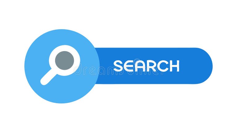 Blue Search Button Magnifying Glass Text Label , Vector Design ...