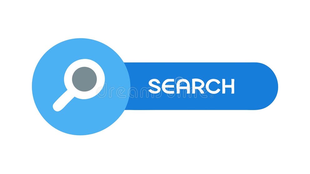 Blue Search Button Magnifying Glass Text Label , Vector Design ...