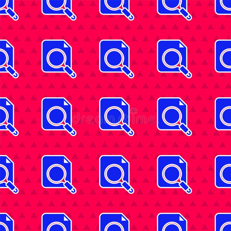 Blue Search Concept with Folder Icon Isolated Seamless Pattern on Red ...