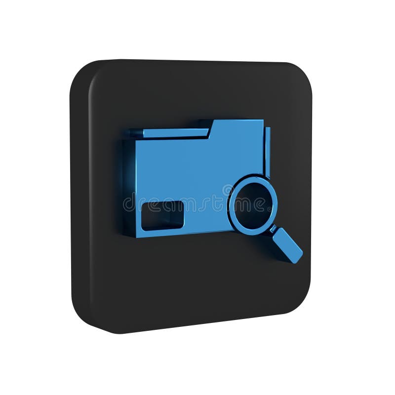 Blue Search Concept with Folder Icon Isolated on Transparent Background ...