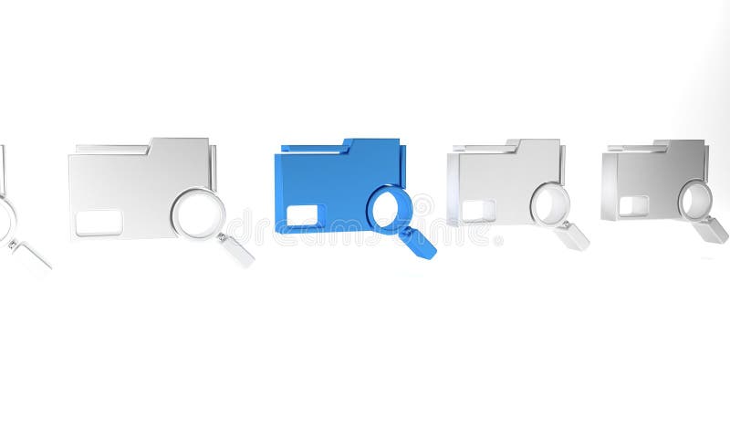 Blue Search Concept with Folder Icon Isolated on White Background ...