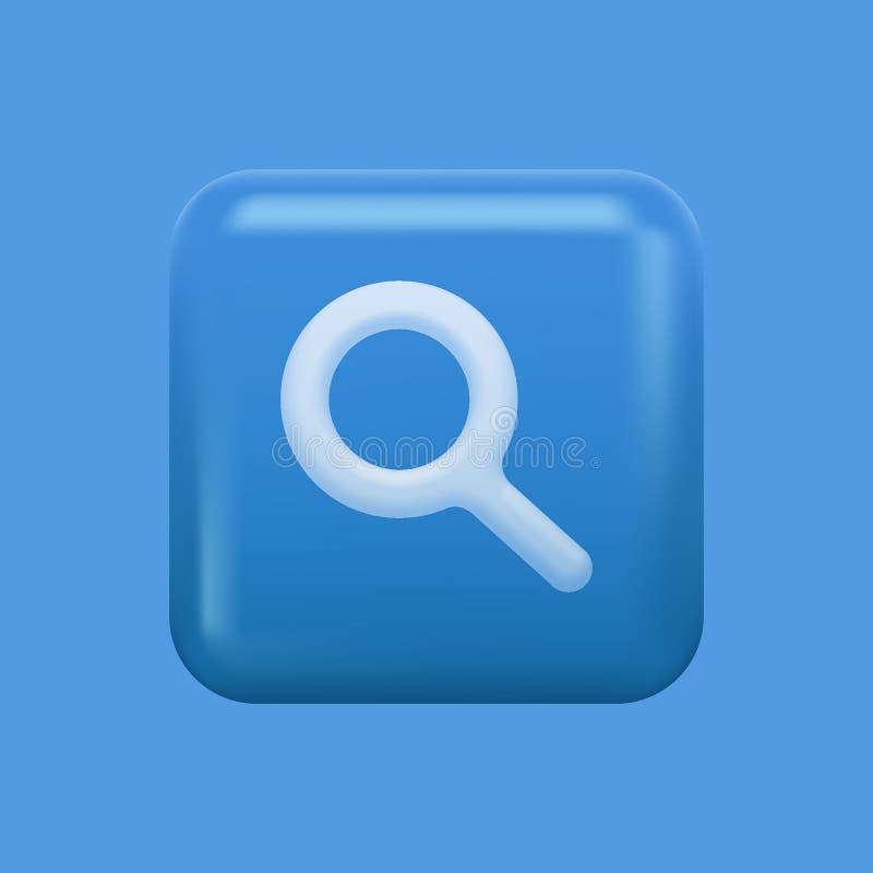 Blue Search Icon. Isolated 3D Magnifying Glass Button Stock Vector ...