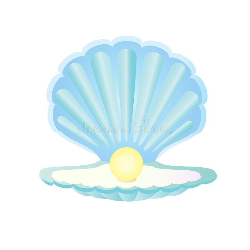 Seashell with Pearl Outline Icon Stock Vector - Illustration of bead ...