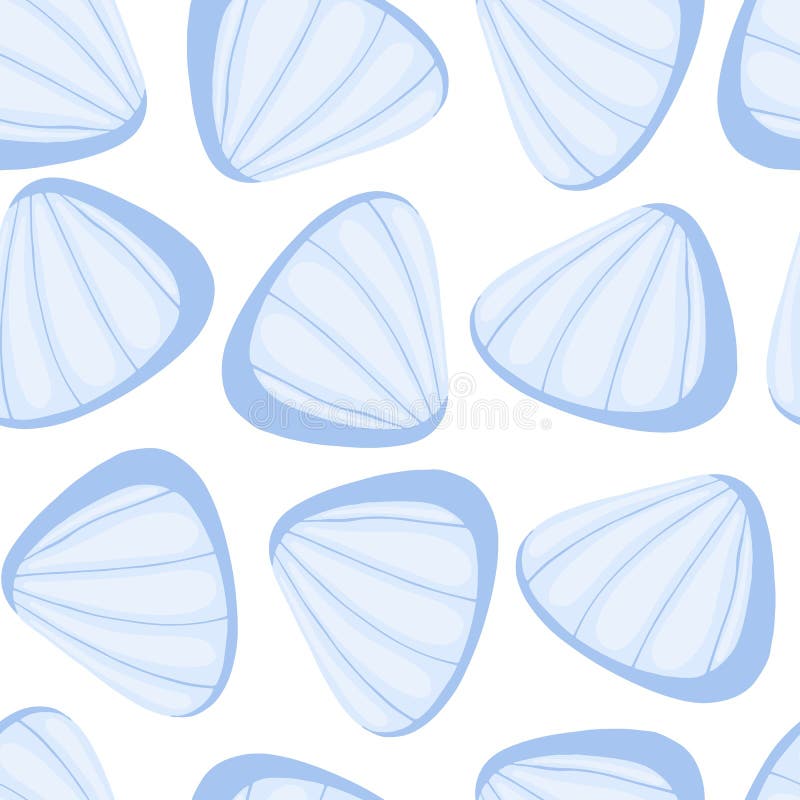 Blue Seashells Seamless Pattern. Underwater Backdrop. Abstract Shell ...