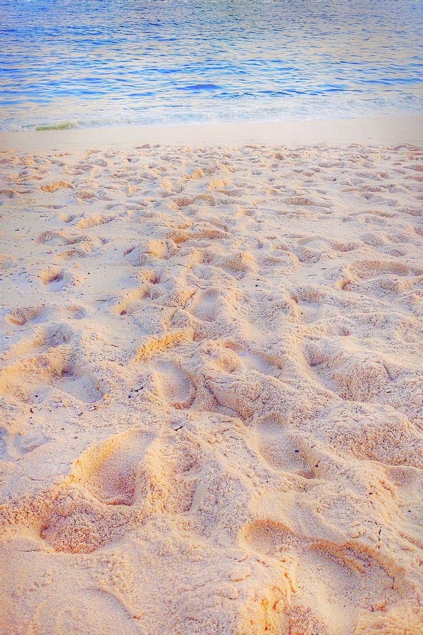 Blue Seashore with Footprints in the Sand on Sunny Afternoon at Calm ...