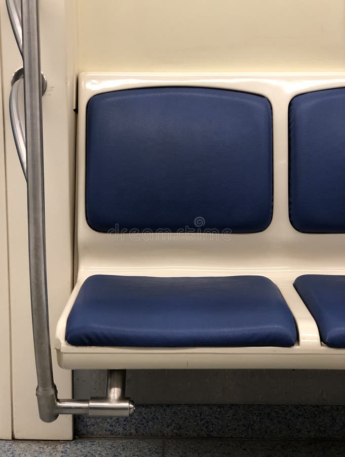 Blue Seat in the Subway Car. Stock Photo - Image of comfortable ...