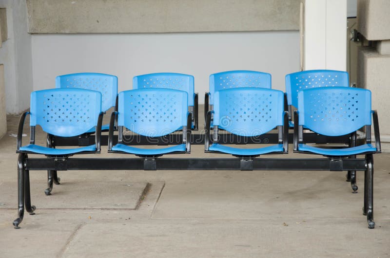 Blue Seats in a Building for Waiting of Visitors Stock Image - Image of ...