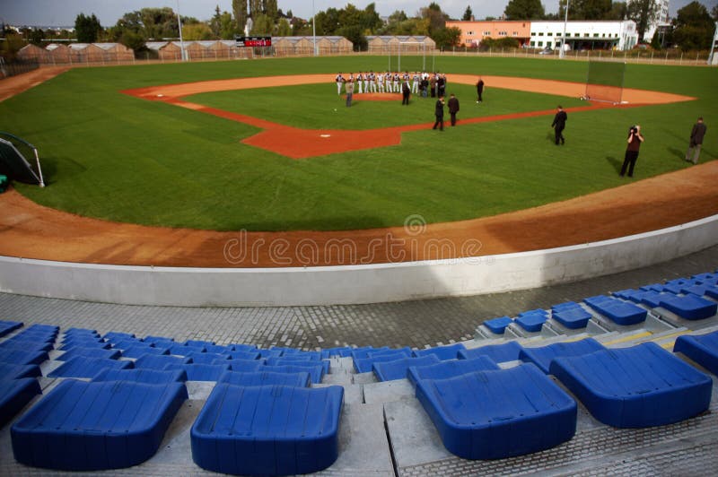 Blue seats in a stadium stock photo. Image of color, baseball - 15068176
