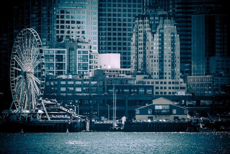 Blue Seattle stock photo. Image of high, skyscraper, ferry - 79262662