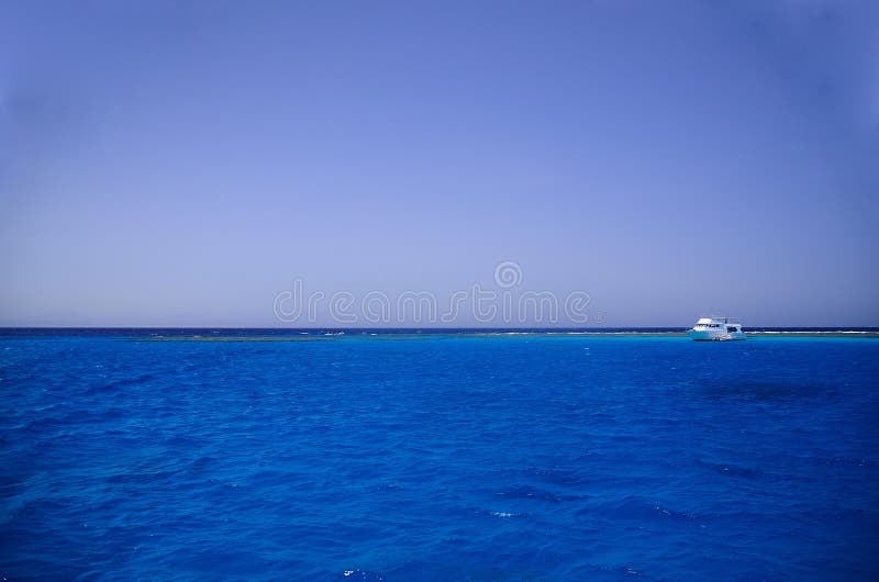 Blue Seawater and Ship at Coral Reef Stock Image - Image of salt ...