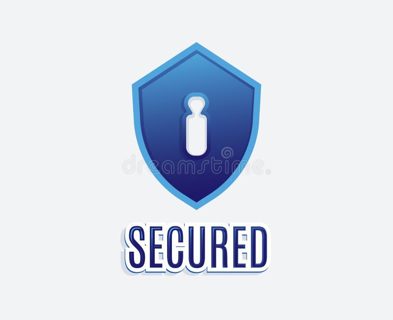 Blue Secured Logo Badge with Text and Shield Icon Stock Vector ...