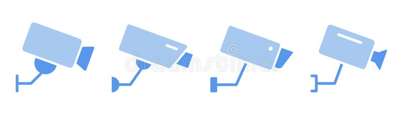 Blue Security Camera. CCTV Camera Icon Set. Security Camera in Flat ...